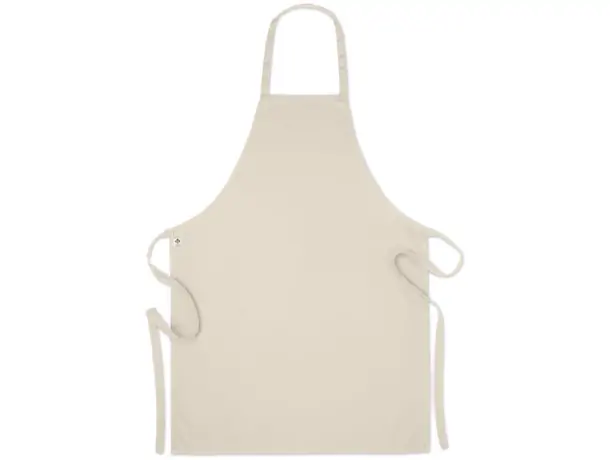 Delantal cocina algodón orgánico beige Raipur con bolsillos
