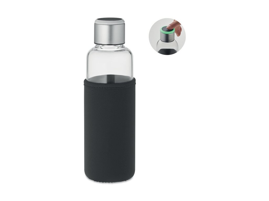 Botella promocional Inder vidrio con LED recordatorio