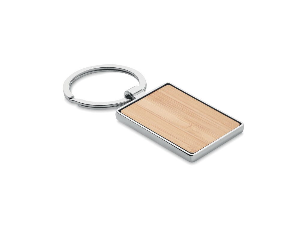 Llavero rectangular Bendigo bambú zinc personalizable