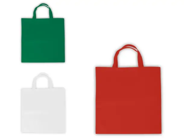 Bolsa compra TNT asa corta blanca roja verde resistente