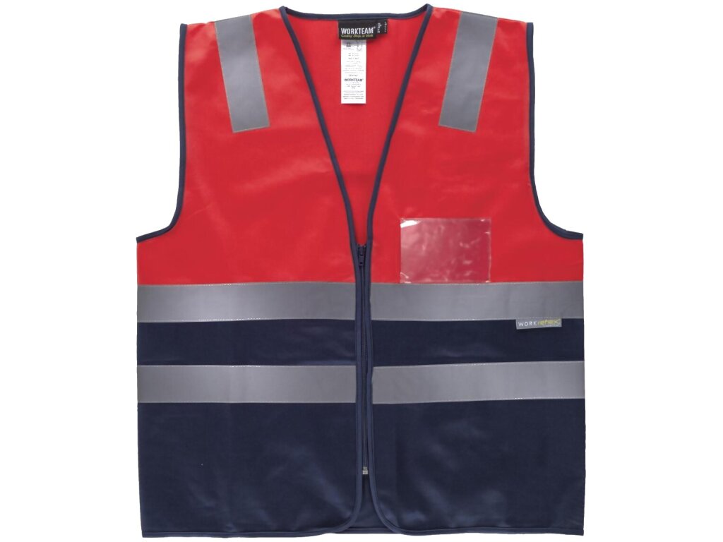 Chalecos reflectantes bicolor rojo con cintas | Desde 6.68€