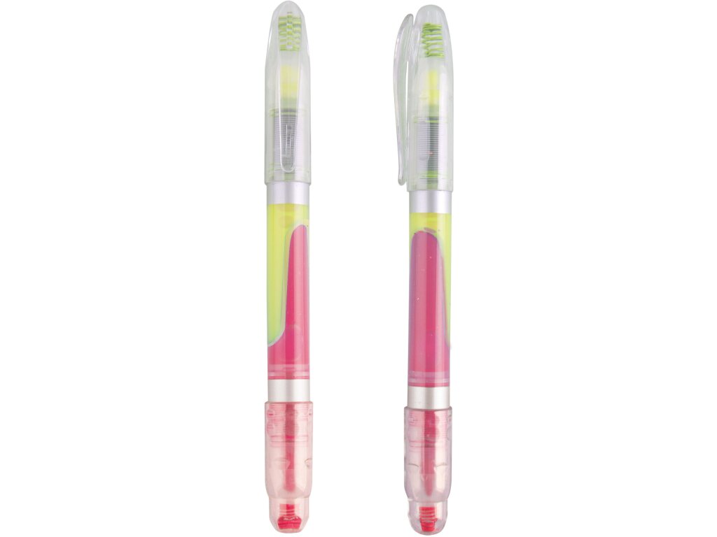 Subrayador Wicky bicolor fucsia amarillo con doble punta