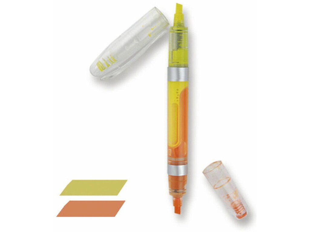 Subrayador Wicky bicolor amarillo naranja doble punta