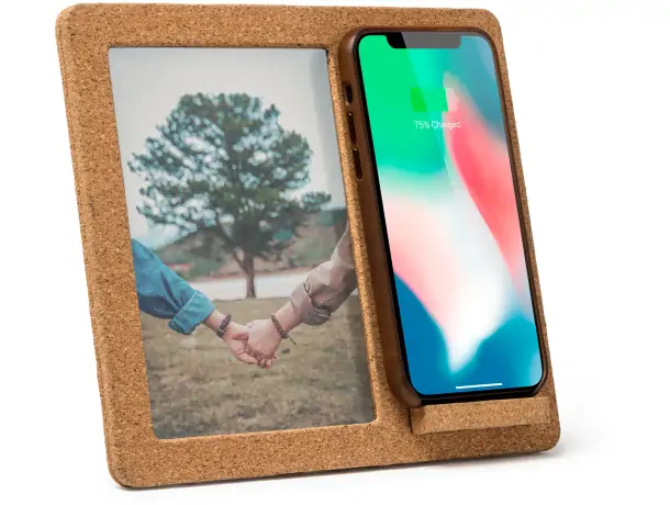 Kevex cargador inalámbrico corcho portafotos 10W natural