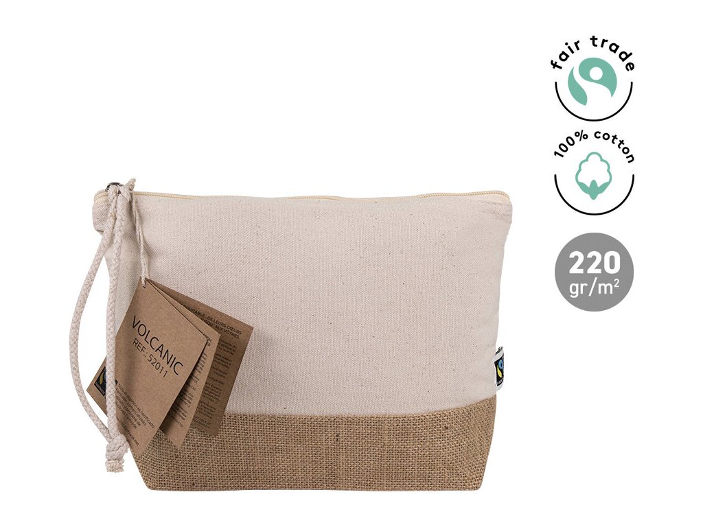 Neceseres promocionales Big Volcanic algodón Fairtrade yute
