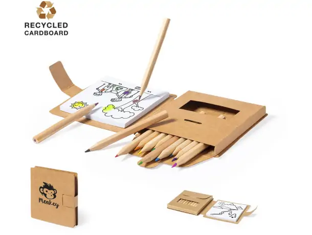 Set Lauglin cartón reciclado con 12 lápices de madera