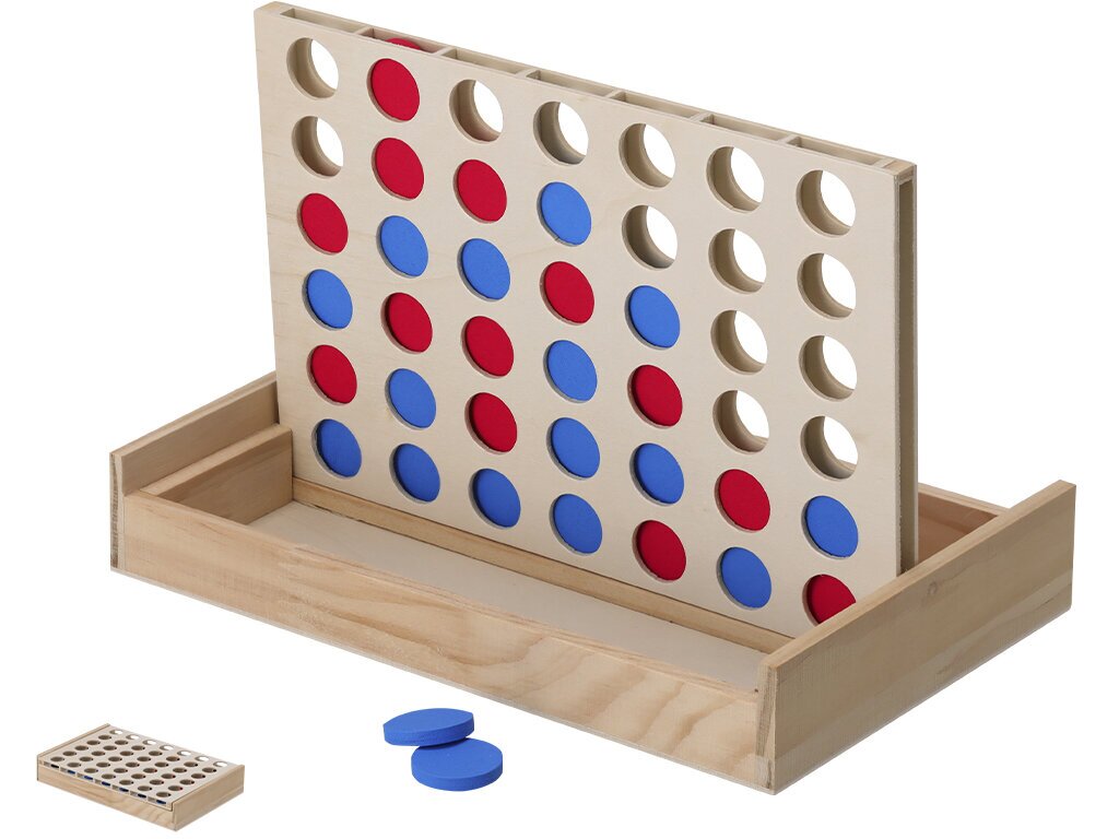 Juego cuatro en raya Caiden madera natural portátil