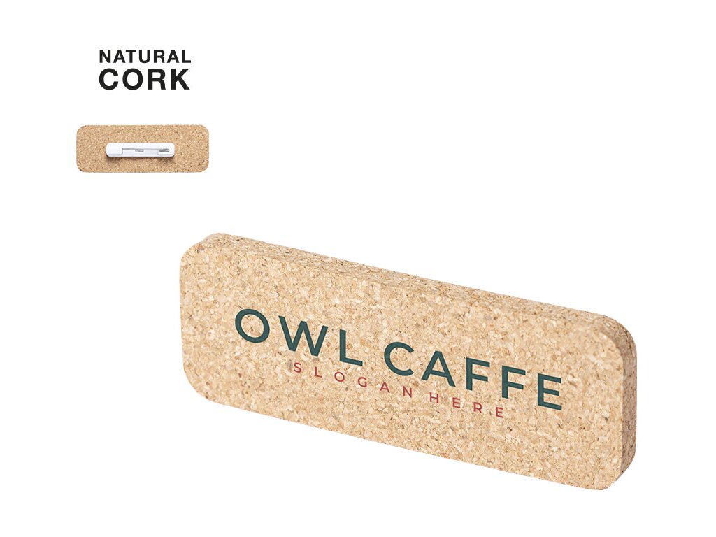 Pins rectangular de corcho natural con imperdible | Desde 0,11€