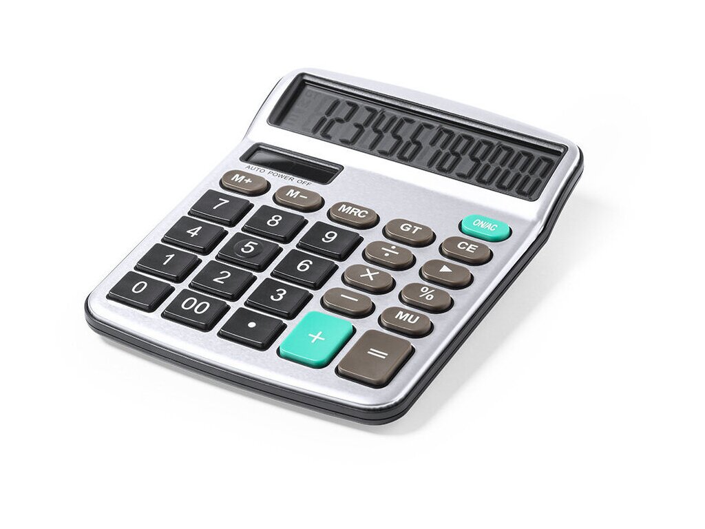 Calculadora Tueris 12 dígitos solar aluminio gris oficina